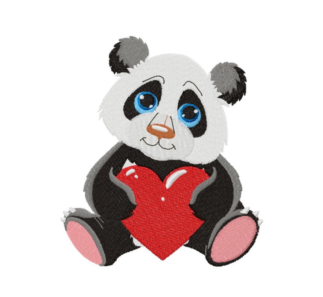 Panda With Heart - Machine Embroidery Design- Cute Panda - Baby Bear ...