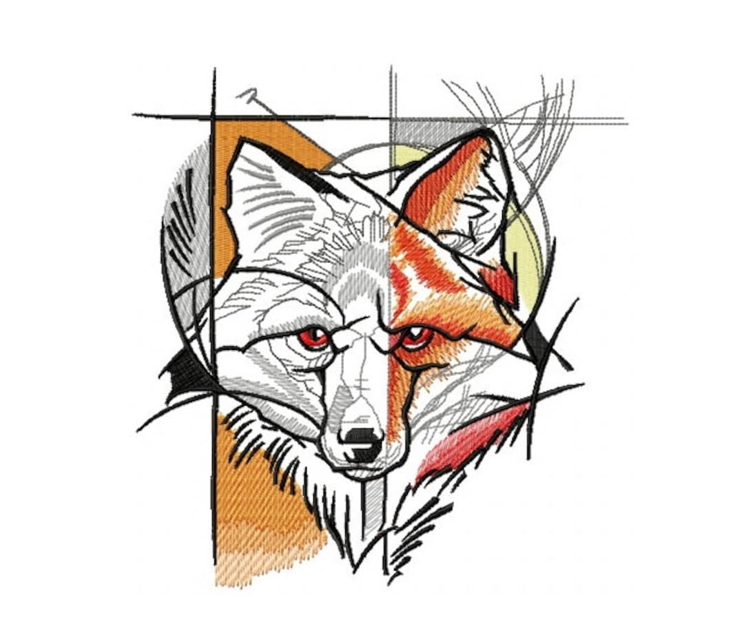 Geometric Fox - Fox Street Art- Machine Embroidery Design, 6 Sizes ...