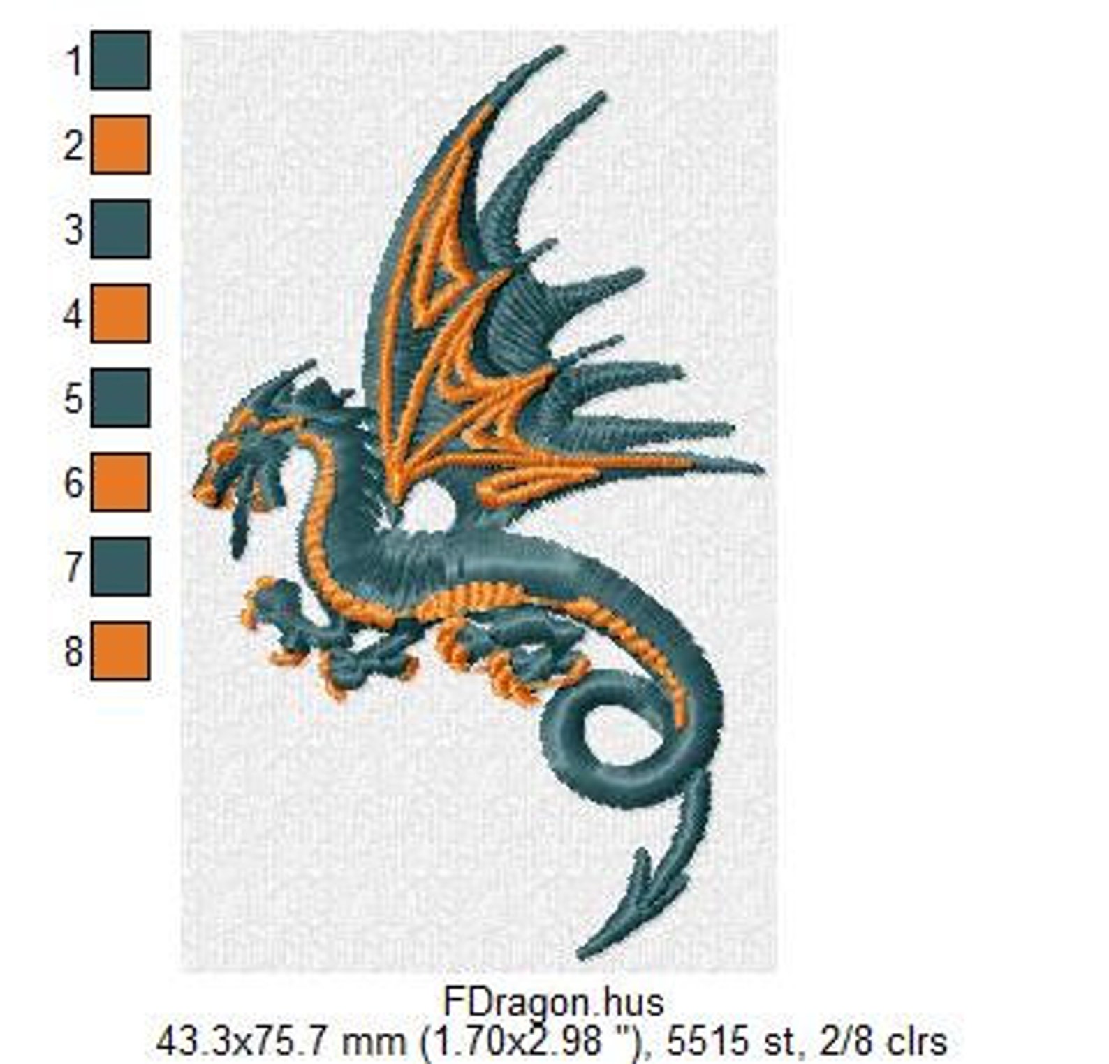 Flying Dragon machine Embroidery Design Oriental Dragon - Etsy