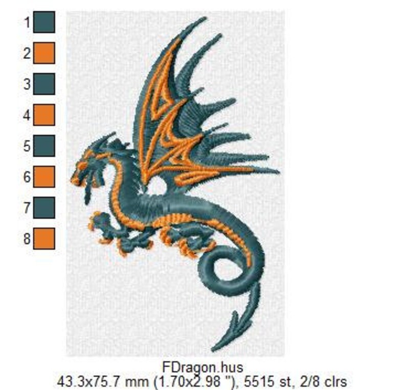 Flying Dragon -machine Embroidery Design - Oriental Dragon Embroidery ...