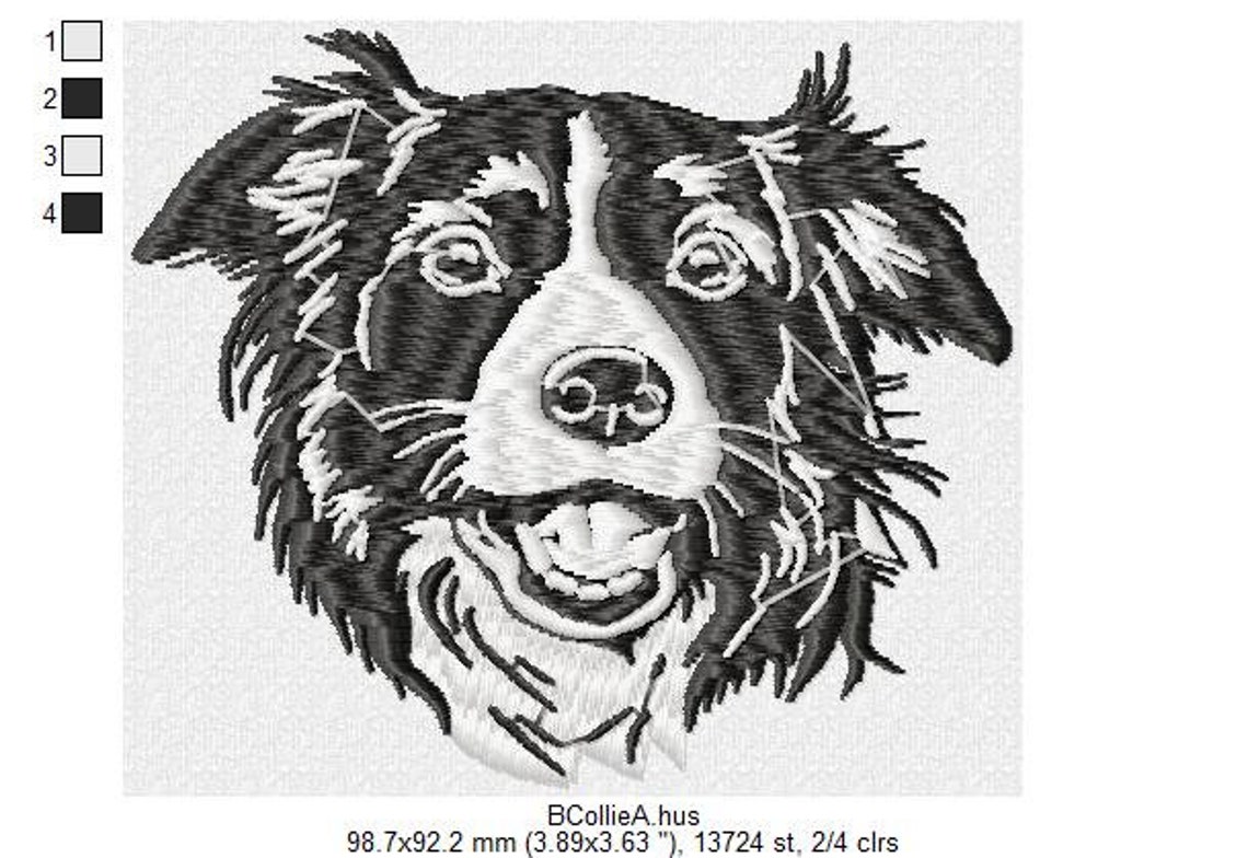 Border Collie machine Embroidery Design Dogs Embroidery - Etsy