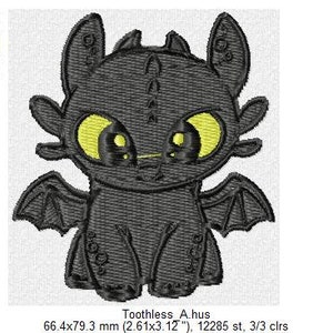 Toothless Dragon- Night Fury- Machine Embroidery Design, 5 Sizes ...