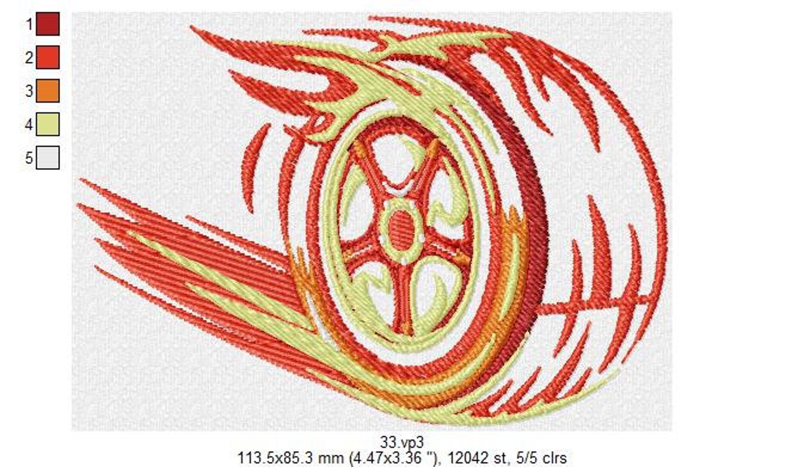 Flaming Wheel Machine Embroidery Design Embroidery Designs - Etsy