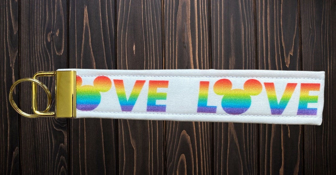 Disney Inspired LGBTQ Pride Mickey Love Rainbow Wristlet Keychain Fob ...