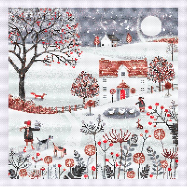 Cross Stitch Winter Scene Pattern - Etsy
