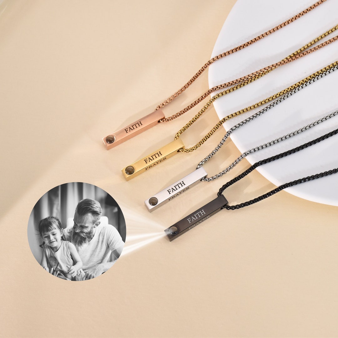 Projection Necklace,photo Necklace for Men,custom 3D Bar Projection ...