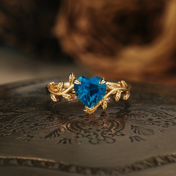 Blue Heart Ring - Etsy