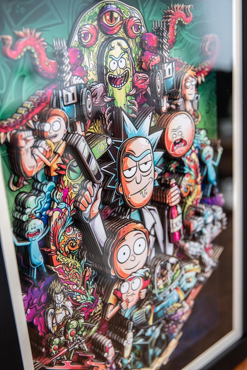 Rick and Morty, Rick and Morty Main Character, Multilayer 3D Wall Art ...