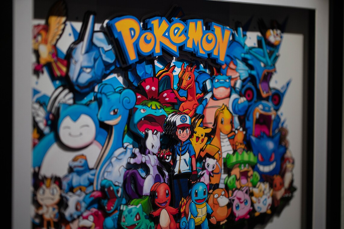 Pokémon, Pokemon Main Character, Multilayer 3D Wall Art, 8-layer, Anime ...