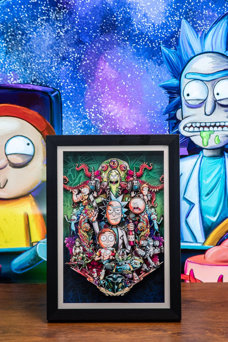Rick and Morty, Rick and Morty Main Character, Multilayer 3D Wall Art ...