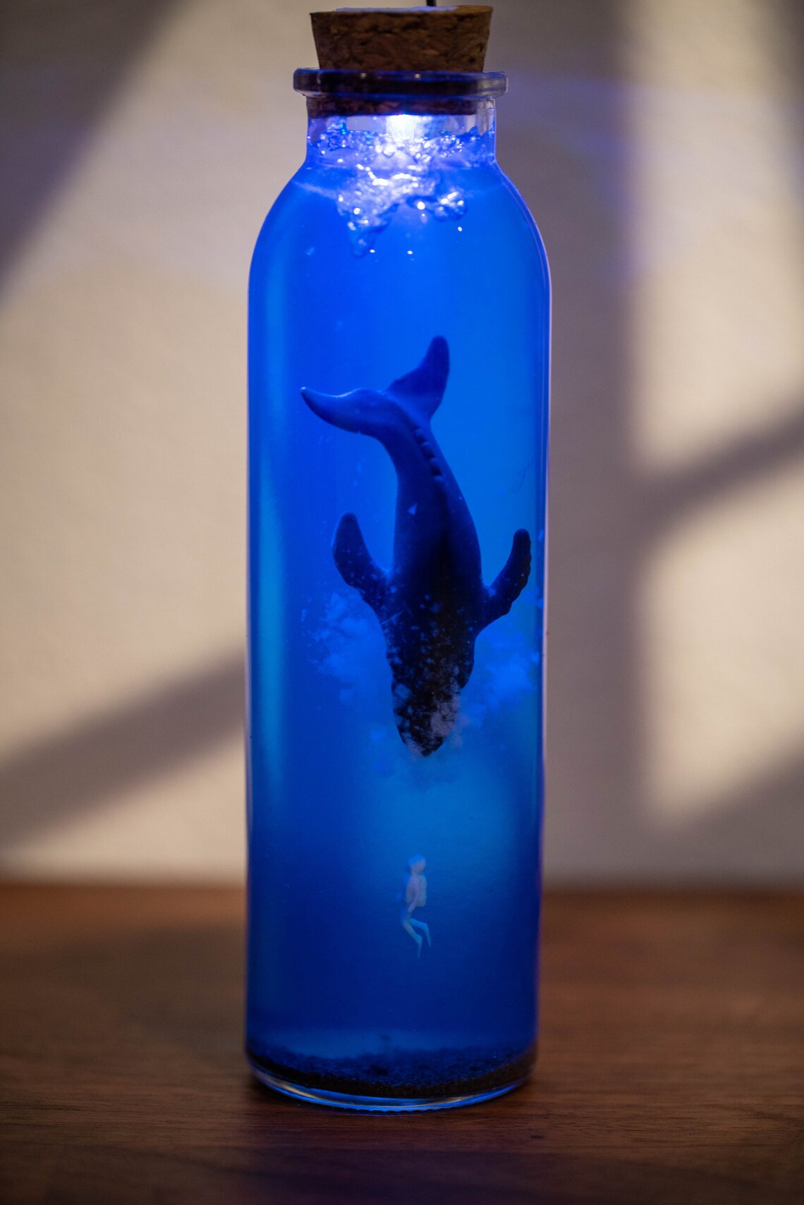 Whale in Bottle Miniature, Ocean Miniature Landscape, Desktop Ornament ...