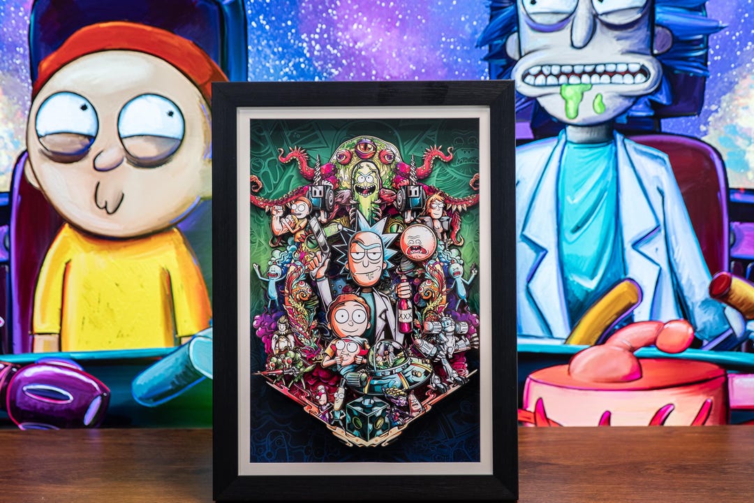 Rick and Morty, Rick and Morty Main Character, Multilayer 3D Wall Art ...