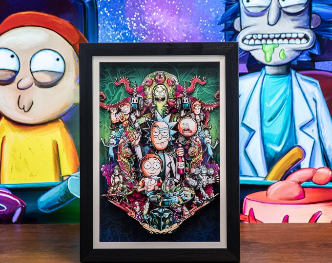Rick and Morty, Rick and Morty Main Character, Multilayer 3D Wall Art ...