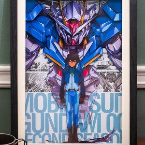 GUNDAM, Gundam Anime Multilayered Frame Art, Japanese Anime Wall Decor ...