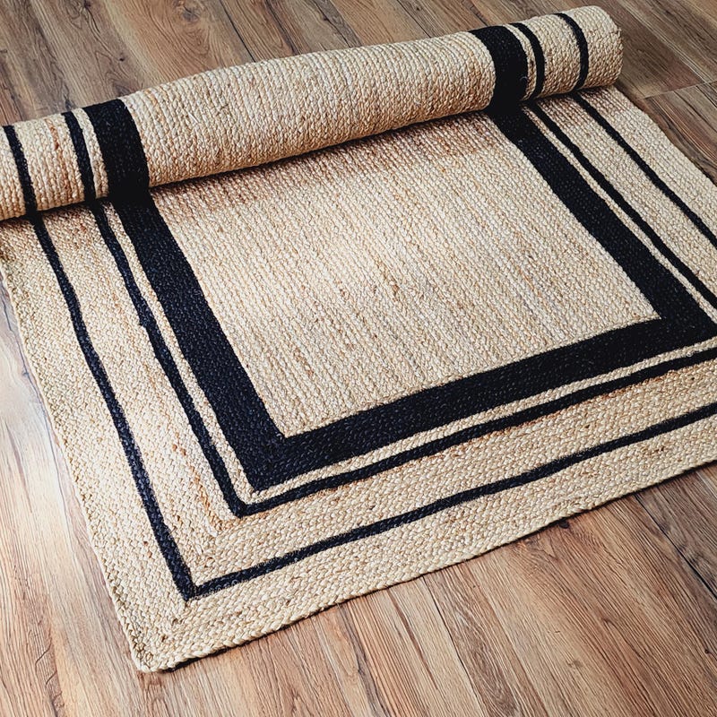 Beige and Black Sisal Rug - Etsy