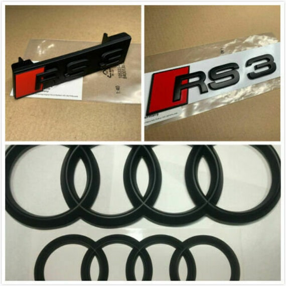 Audi RS3 Grille Logo Emblem Set Original Audi RS3 8V Black Edition Rear ...