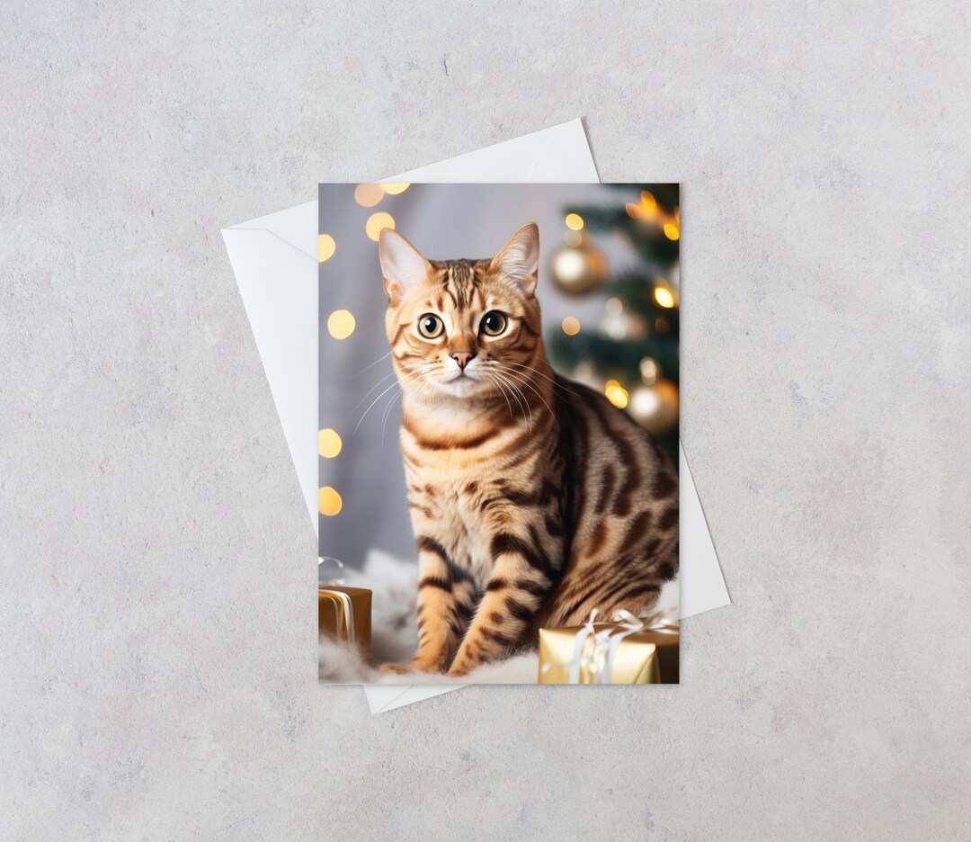 Bengal Cat Christmas Card Animal Cards, Merry Christmas, Christmas ...