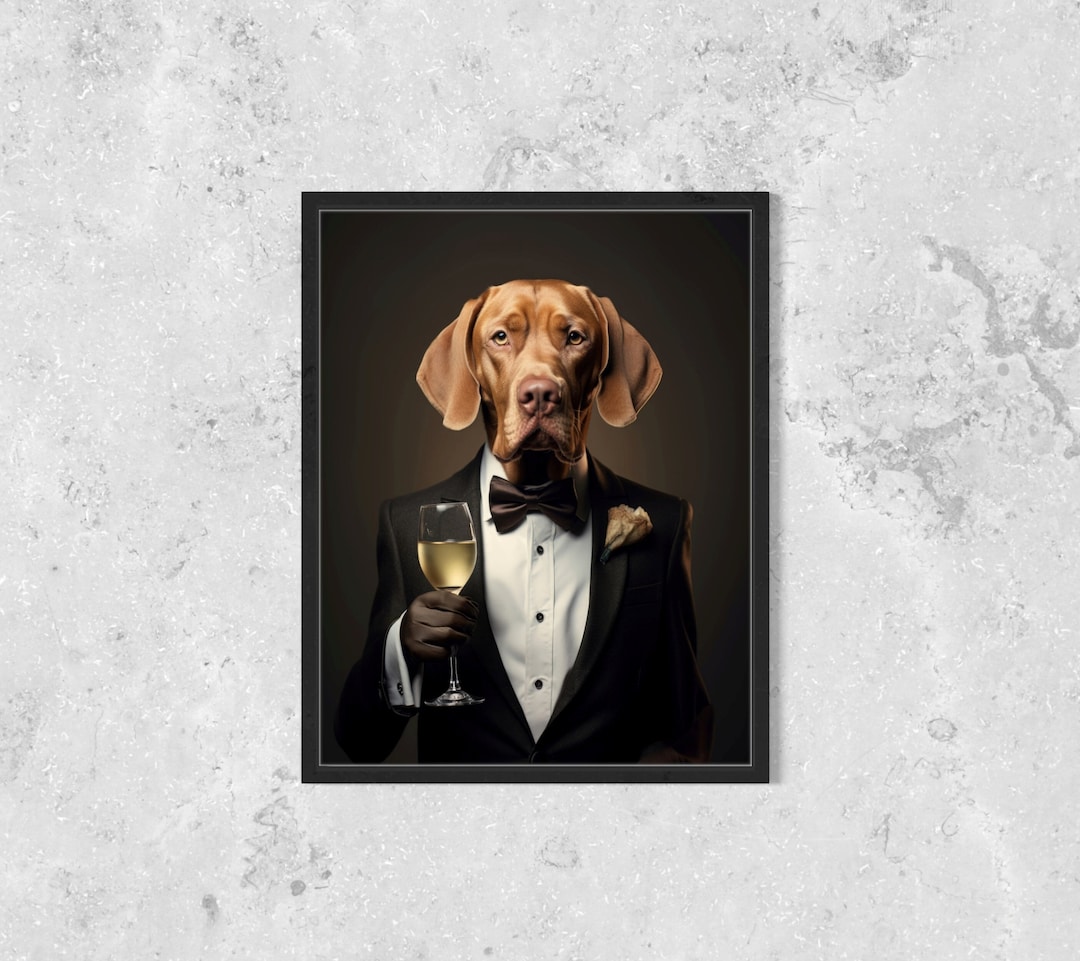 Hungarian Vizsla Drinking Champagne Dog Portrait - Etsy