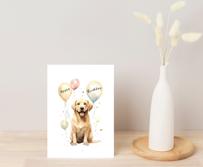 Happy Birthday Card Labrador Dog Printable Card - Etsy