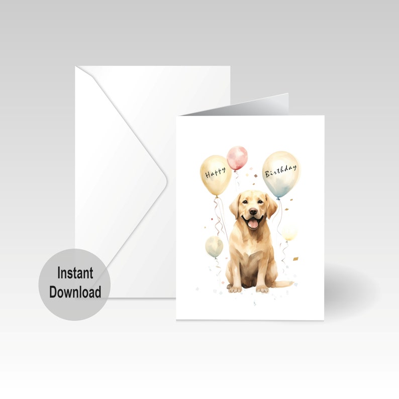 Happy Birthday Card Labrador Dog Printable Card - Etsy