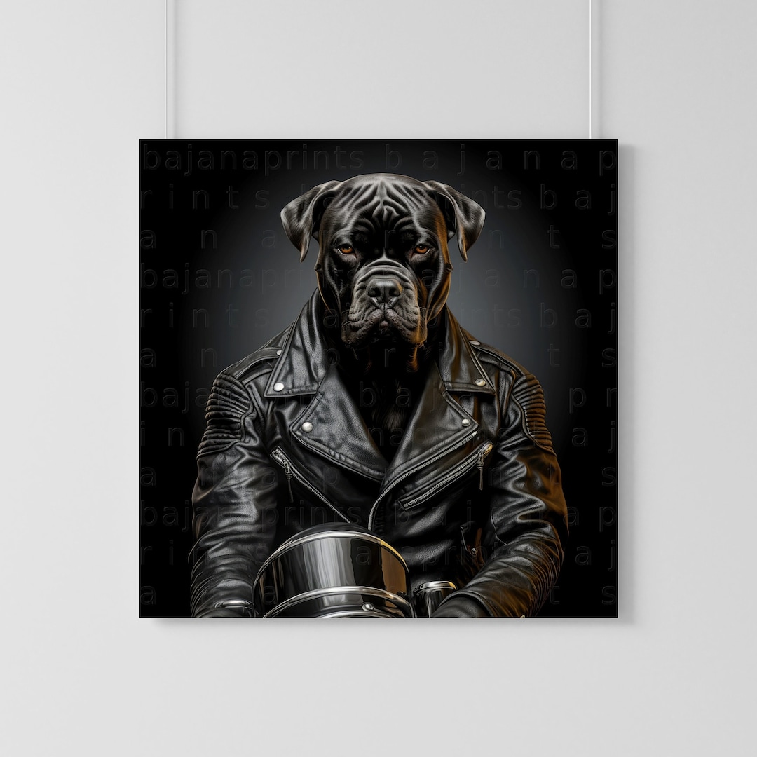 Motorcyclist Black Cane Corso Dog Art Christmas Gifts - Etsy