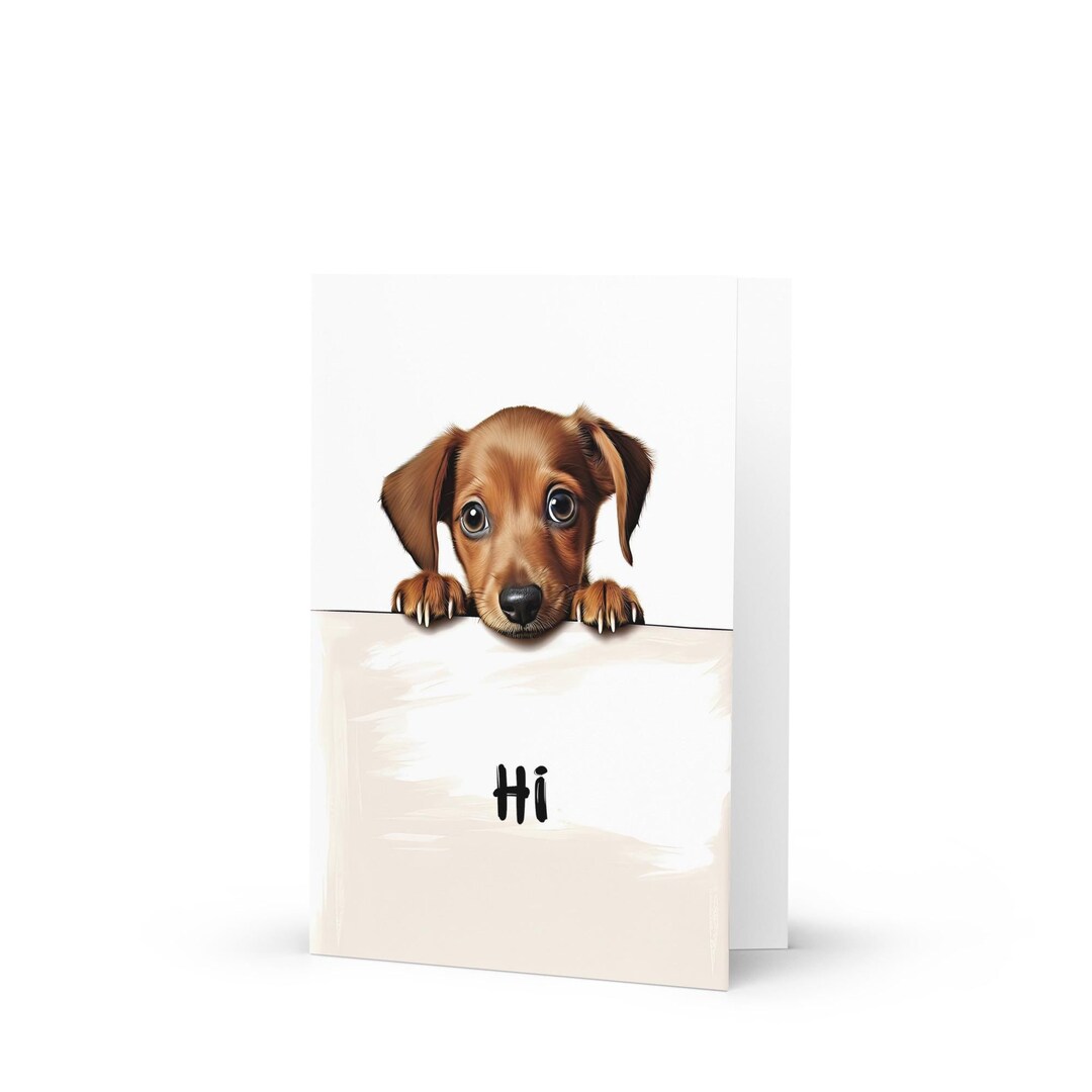 Greeting Card, Dachshund Dog Card With Text Hi, Cute Dog Cards - Etsy