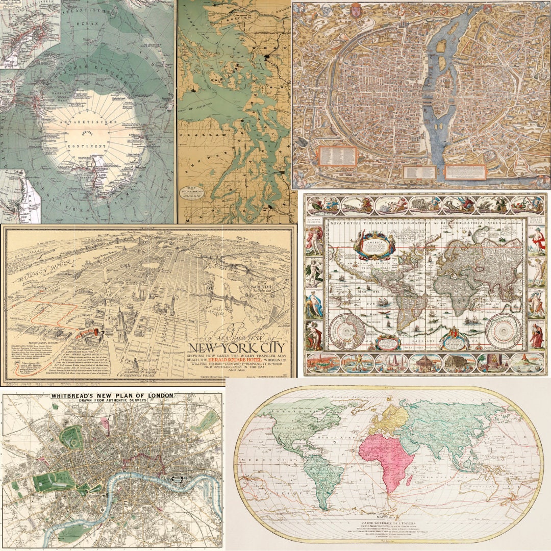 Vintage Maps, Wall Decor, Vintage Wall Decor, Ancient Maps, Vintage ...