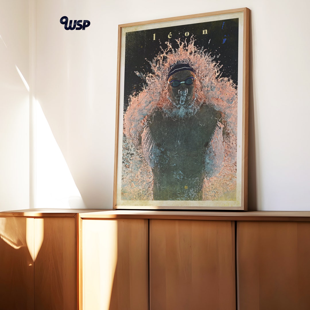 Leon Marchand Leon Marchand Print Swimming Print Vintage Print Sport ...