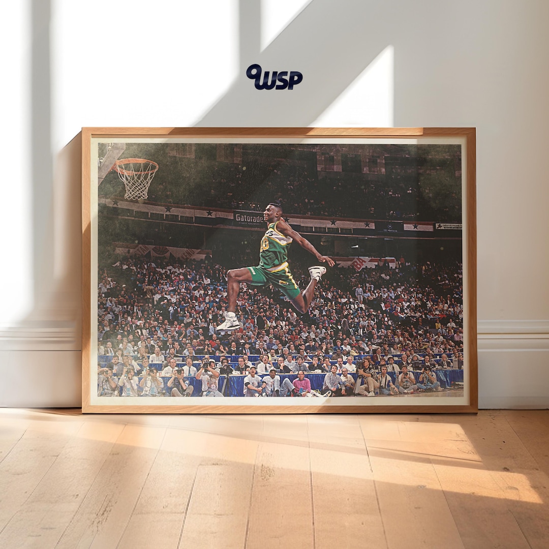 Shawn Kemp Poster Shawn Kemp Retro Wall Art Shawn Kemp Dunk Print ...