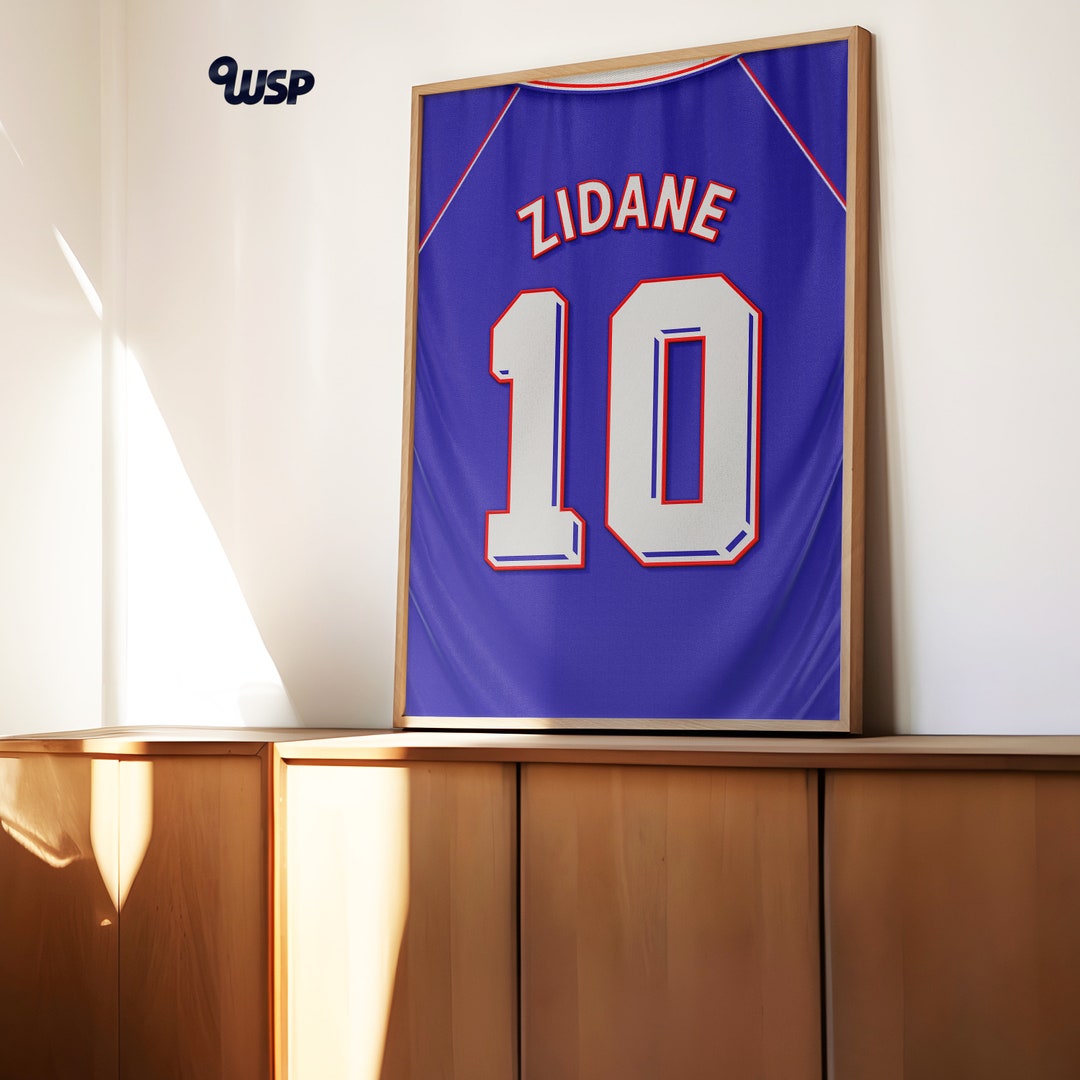 Zidane Jersey Poster Zinedine Zidane Shirt Real Madrid Football Wall ...