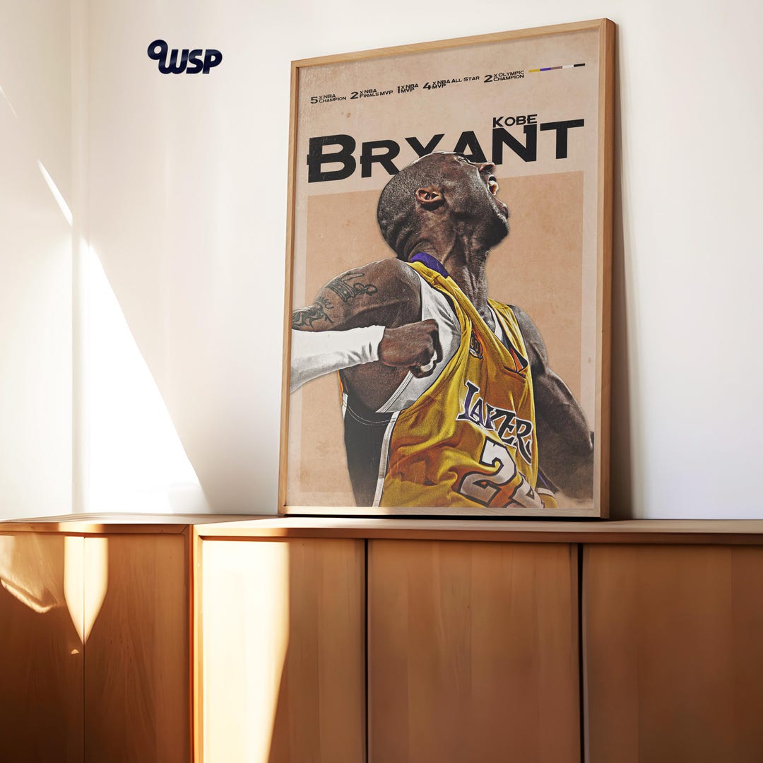 Kobe Bryant Poster Kobe Bryant Retro Wall Art Black Mamba Basketball ...