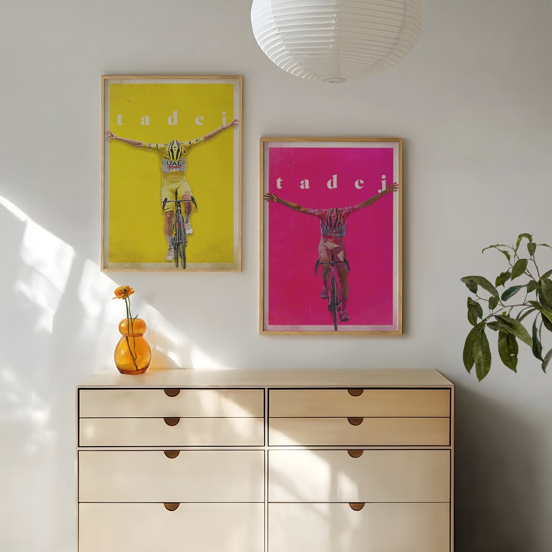 Tadej Pogacar Cycling Poster Pogacar 2 Pieces Wall Art Tour De France ...