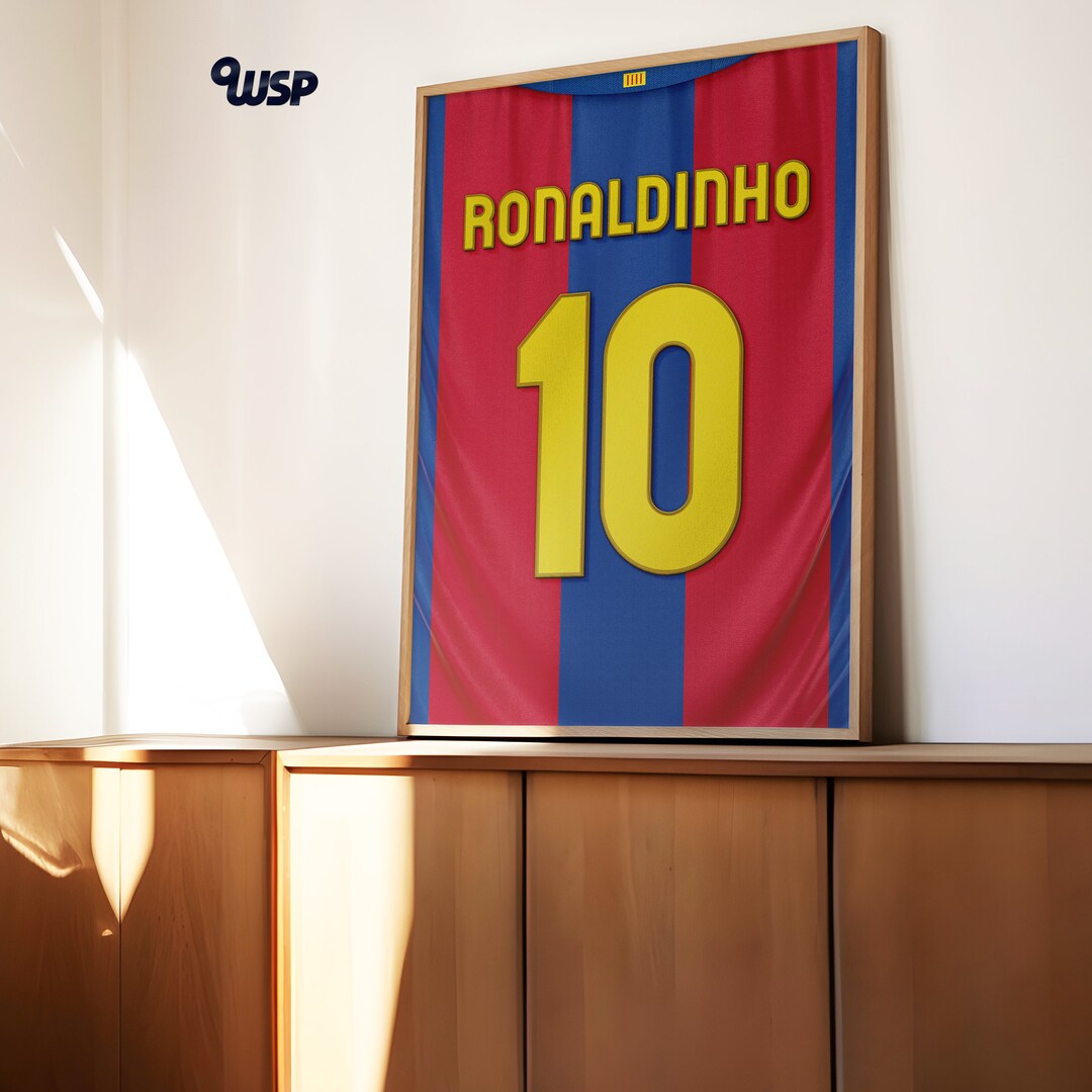 Ronaldinho Poster Soccer Jersey Football Wall Art Brazil Sports Player ...