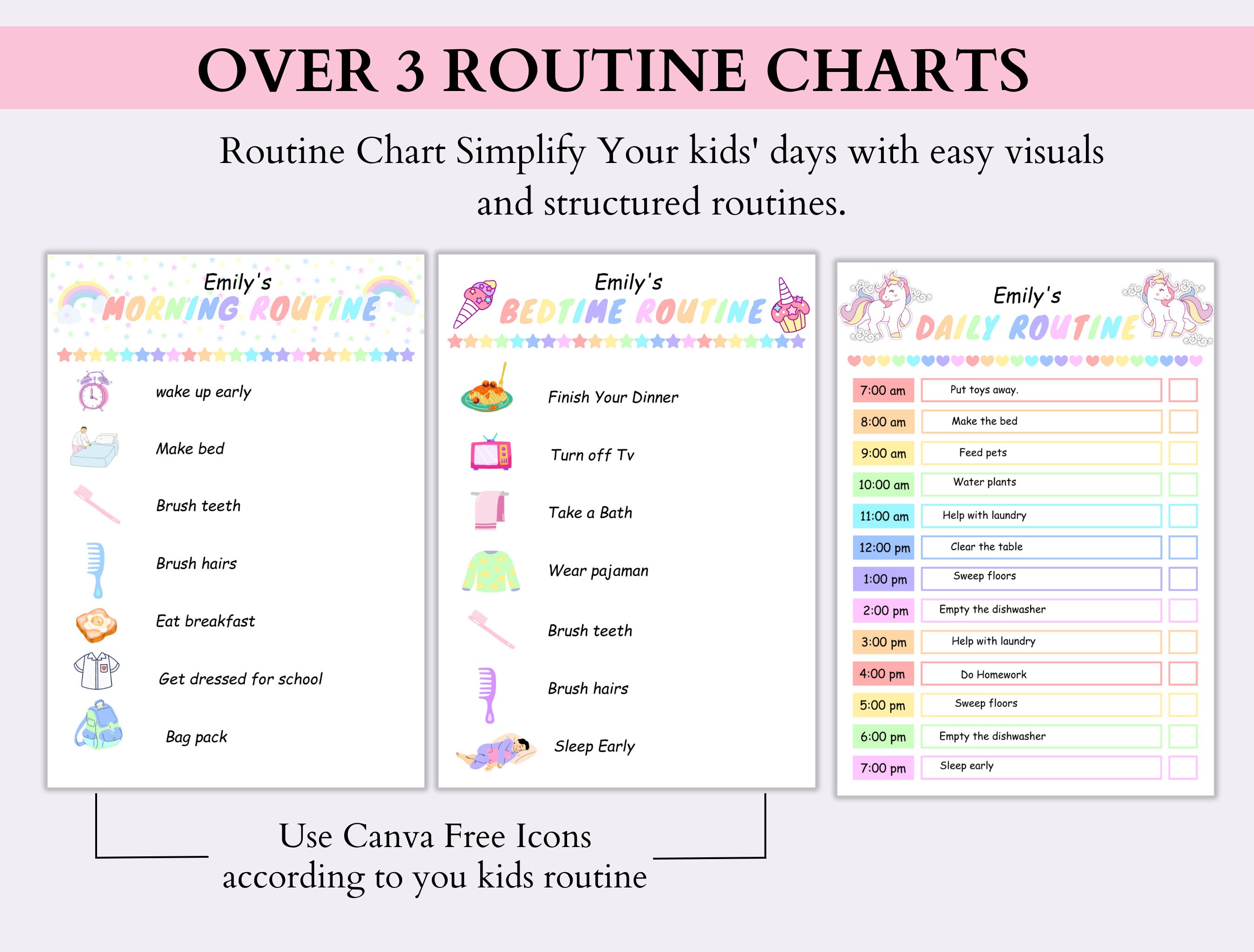 Unicorn Ultimate Kids Reward Charts Bundle | 20 Canva Editable ...