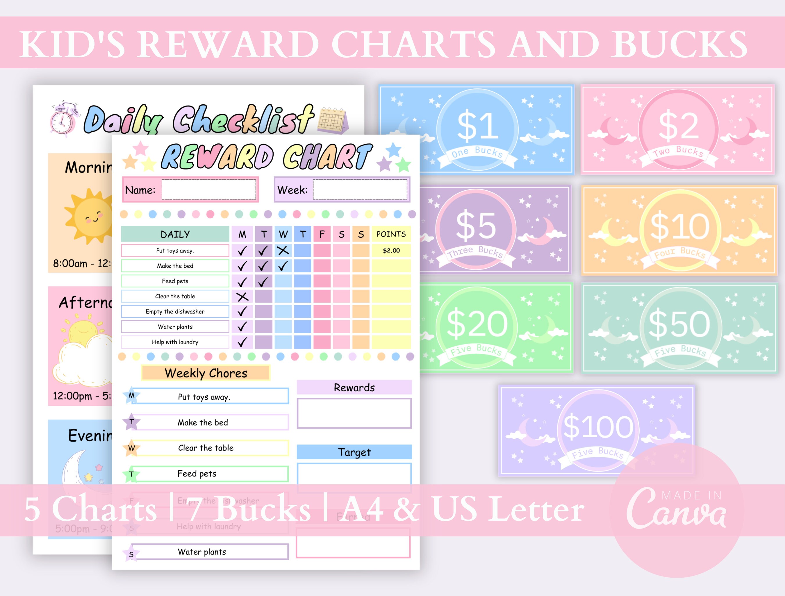 Printable Reward Bucks Bundle for Kids Reward System for - Etsy