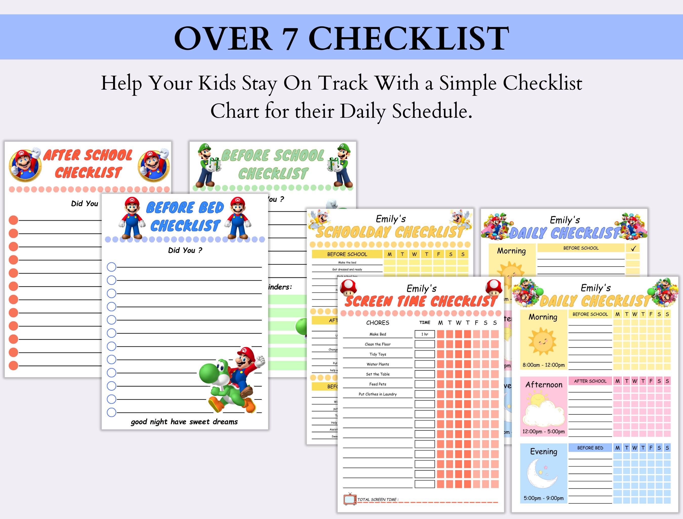 Super Mario Ultimate Kids Reward Charts Bundle 20 Canva Editable ...