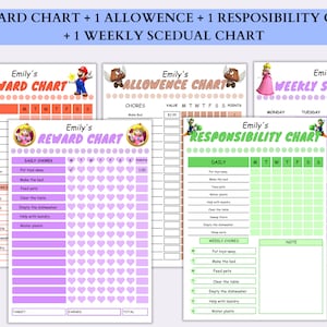 Super Mario Ultimate Kids Reward Charts Bundle |20 Canva Editable ...