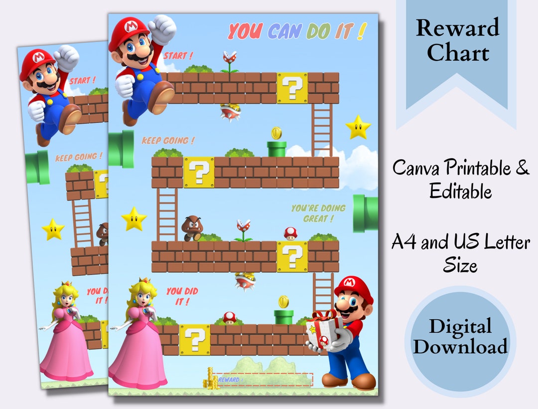 Super Mario You Can Do It Reward Chart Kids Chore Chart Printable ...