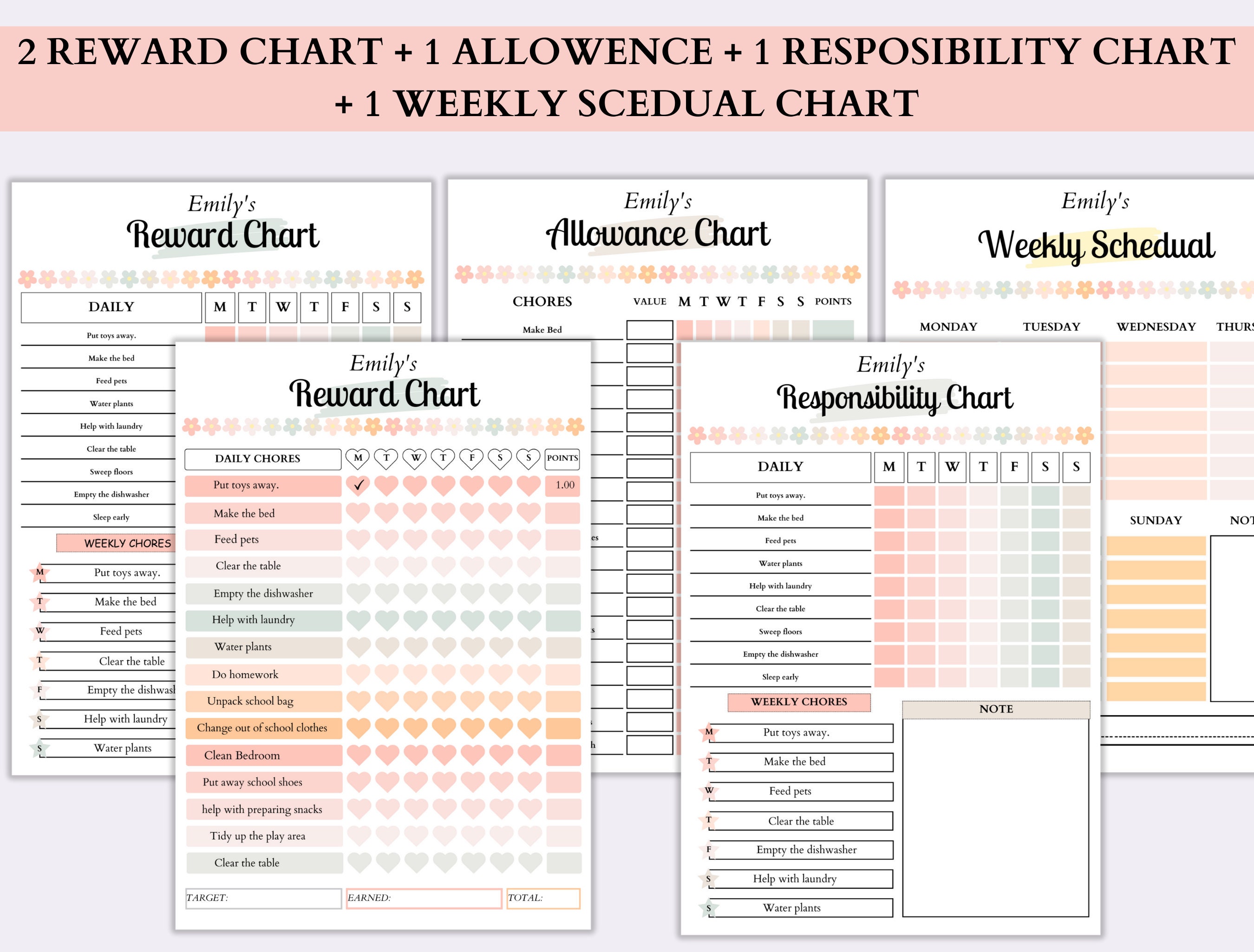 Kids Ultimate Chore Chart Bundle35 Canva Editable & Printable Kids ...