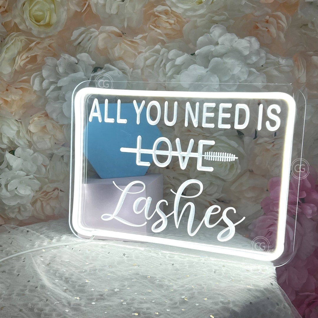 All You Need is Lashes Neon Sign Wall Decor,engrave Neon Sign, Lash ...