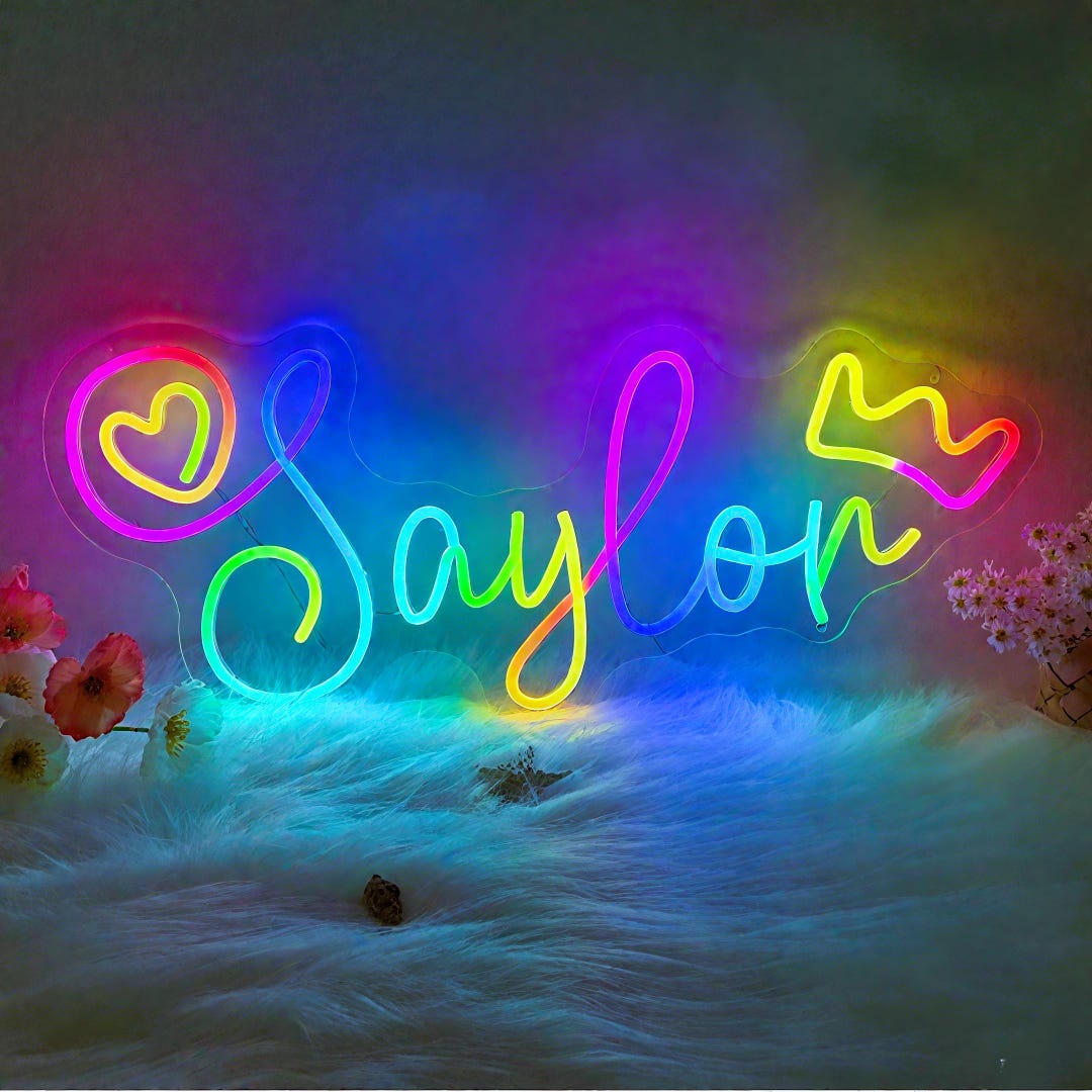 Rainbow LED Neon Name Sign Custom Kids' Room Decor, Battery Led Lights ...