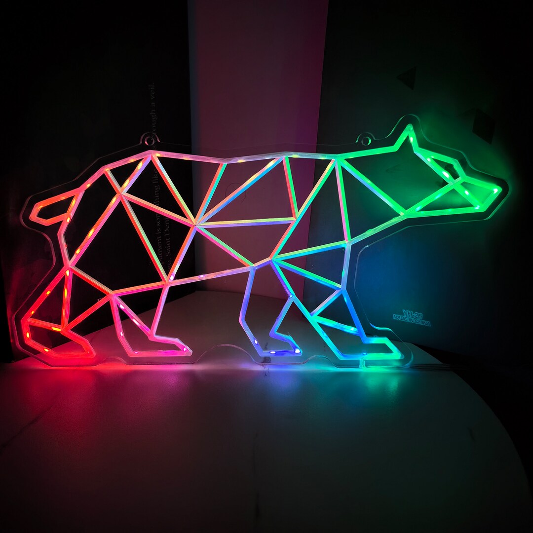 Bear Neon Sign Bedroom Decor, Custom Led Sign Wall Decor, Rainbow Sign ...