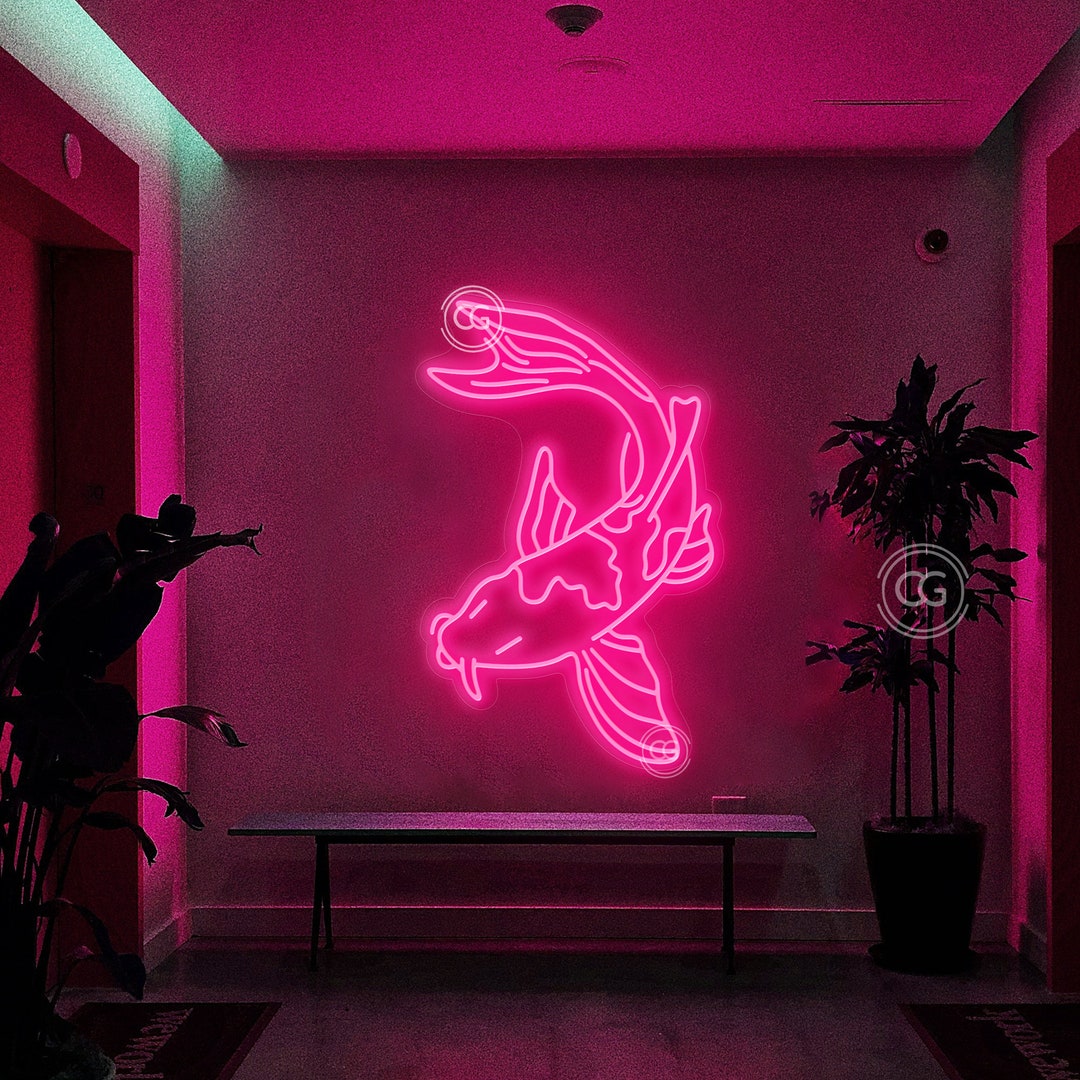 Koi Fish Neon Sign Custom Wall Decor, Japanese Neon Sign Personalized ...