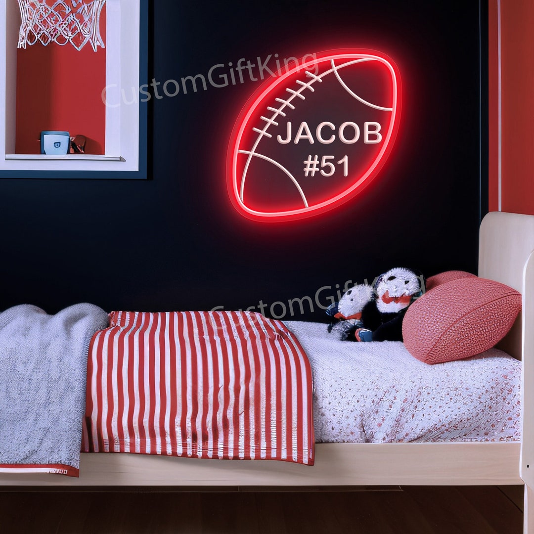 Neon Name Sign Custom Football Decor, Custom Name Sign Wall Decor, Led ...