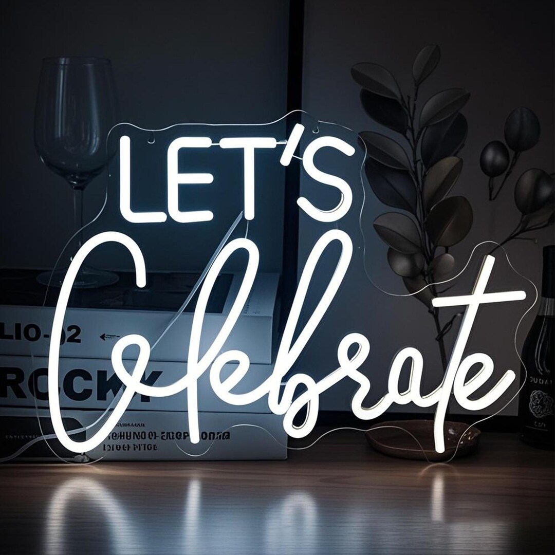 Lets Celebrate Neon Sign Wall Decor, Led Sign Engagement Gifts, Led ...