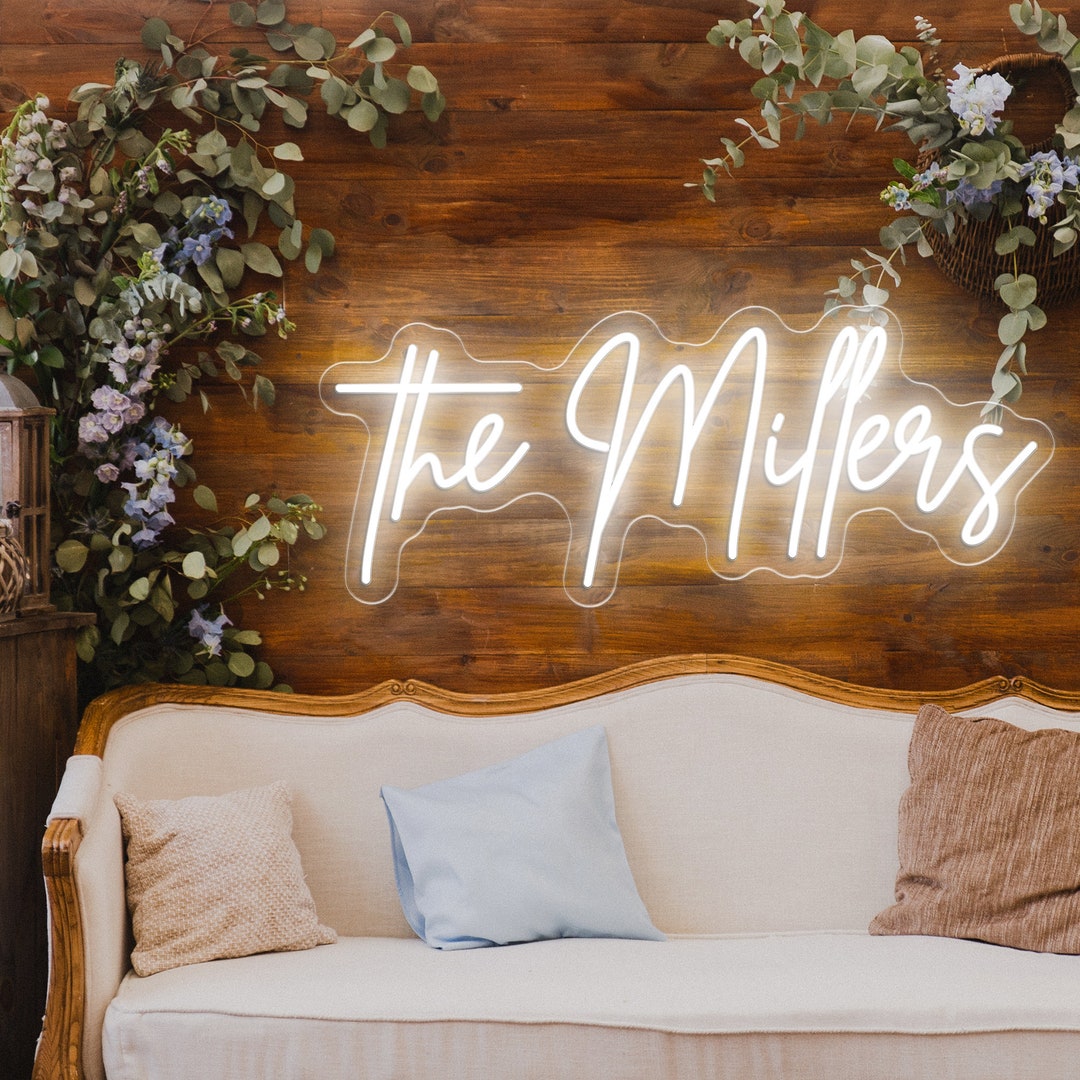Custom Last Name LED Neon Sign: Rustic Wedding Decor - Etsy