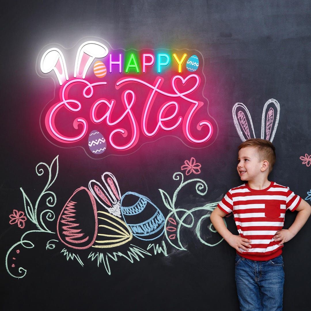 Happy Easter Neon Sign Custom Wall Decor, Personalized Easter Gifts ...