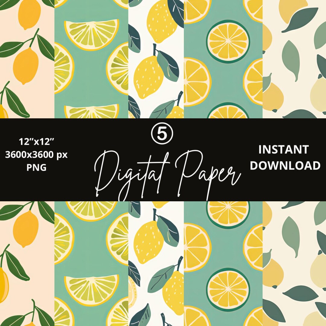 Summer Lemon, Citrus Paper, Watercolor Lemon, Gift, Yellow Paper ...