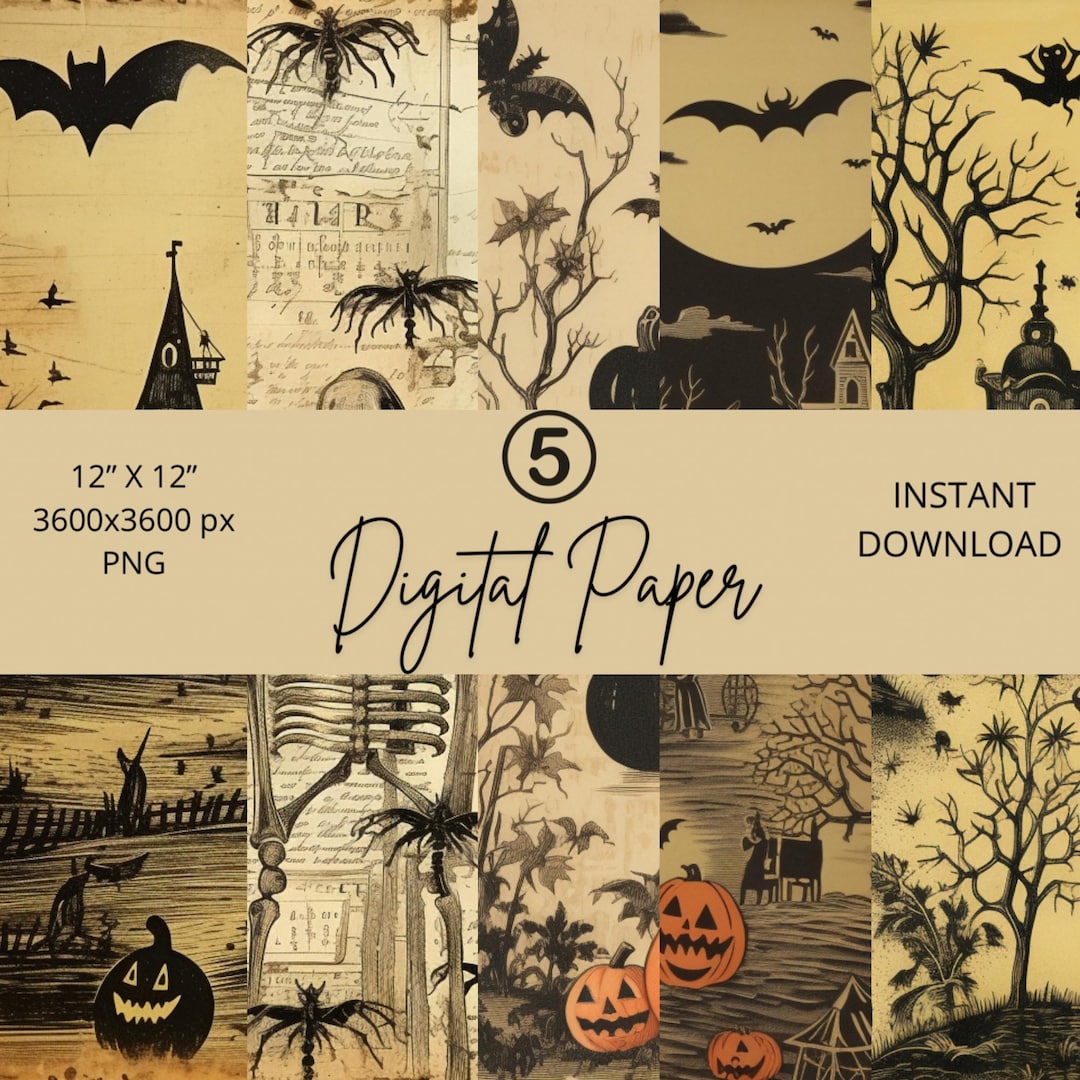 Scary Landscape, Digital Paper, Gift, Pumpkin, Skull, Trick or Treat ...