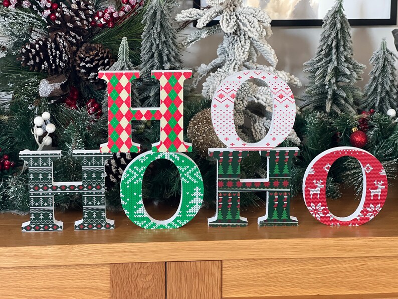 Freestanding Foamex Block Letters Hohoho Sign, Christmas Letter ...
